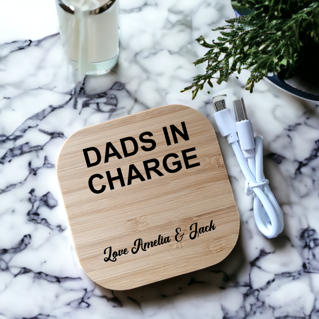Personalised Bamboo Wireless Charger - Bespoke Engravers