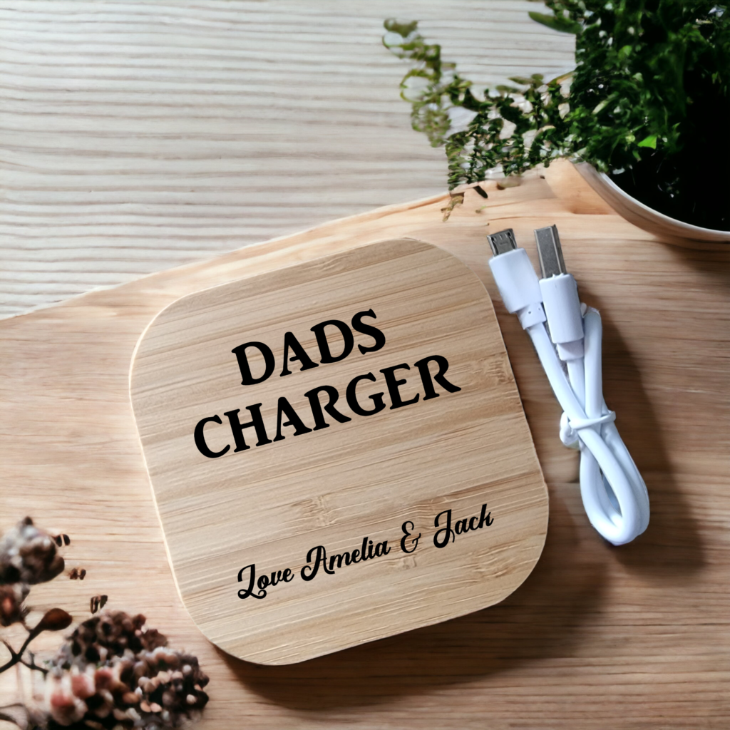 Personalised Bamboo Wireless Charger - Bespoke Engravers